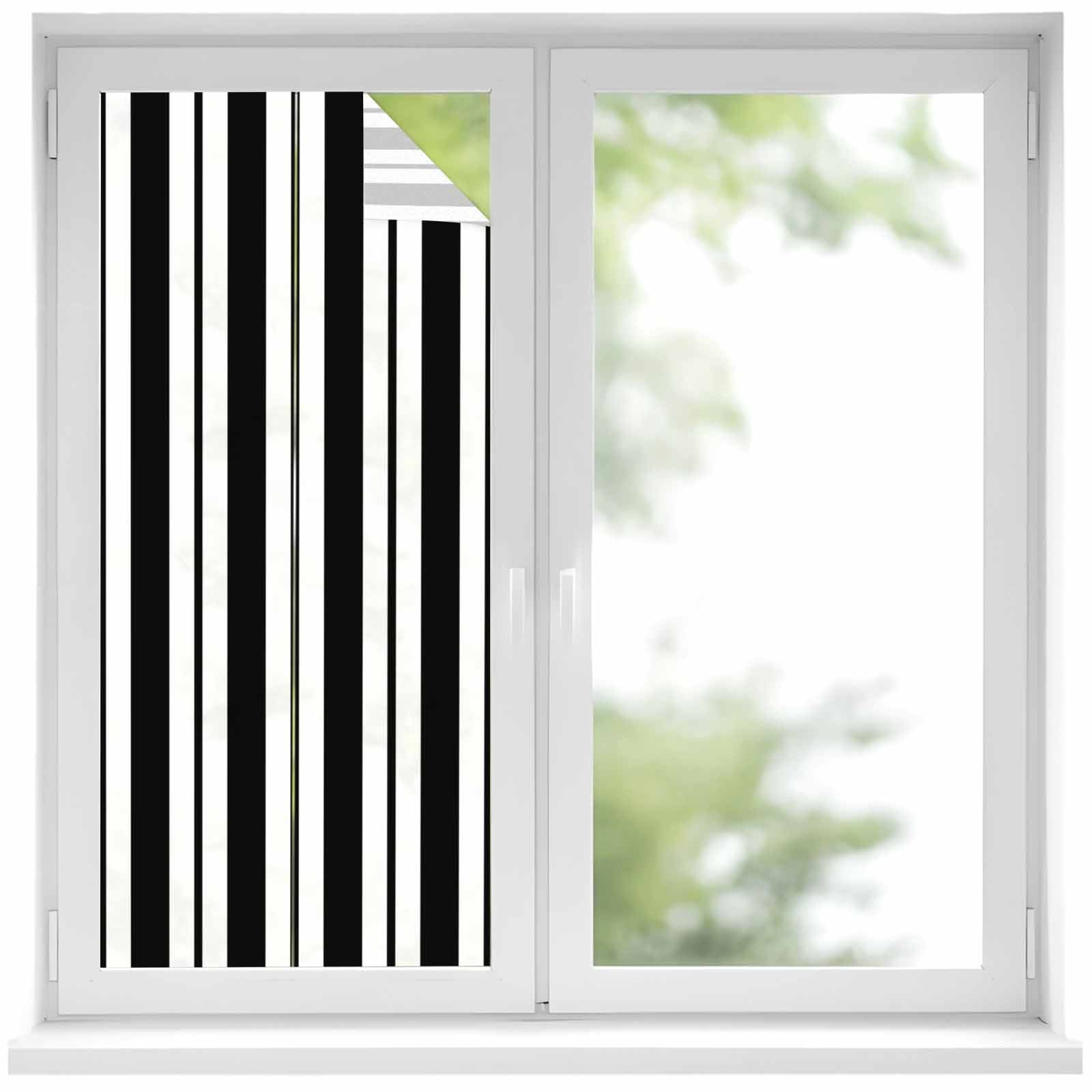 Black Striped Window Privacy Film Modern Stripes Farmhouse Rustic ...
