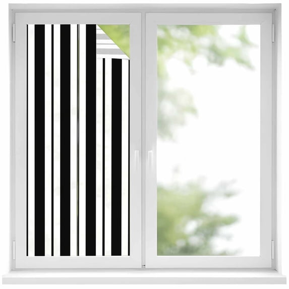 Black Striped Window Privacy Film Modern Stripes Farmhouse Rustic ...