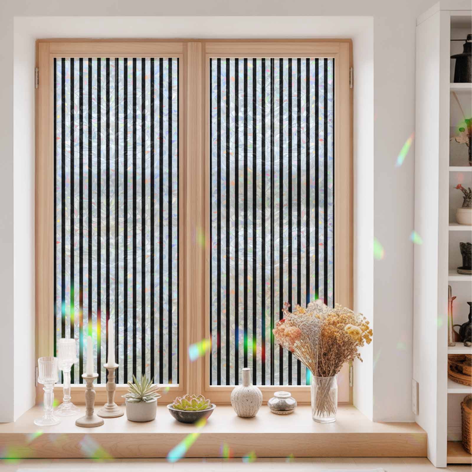 Black Striped Window Privacy Film Modern Stripes Farmhouse Rustic ...