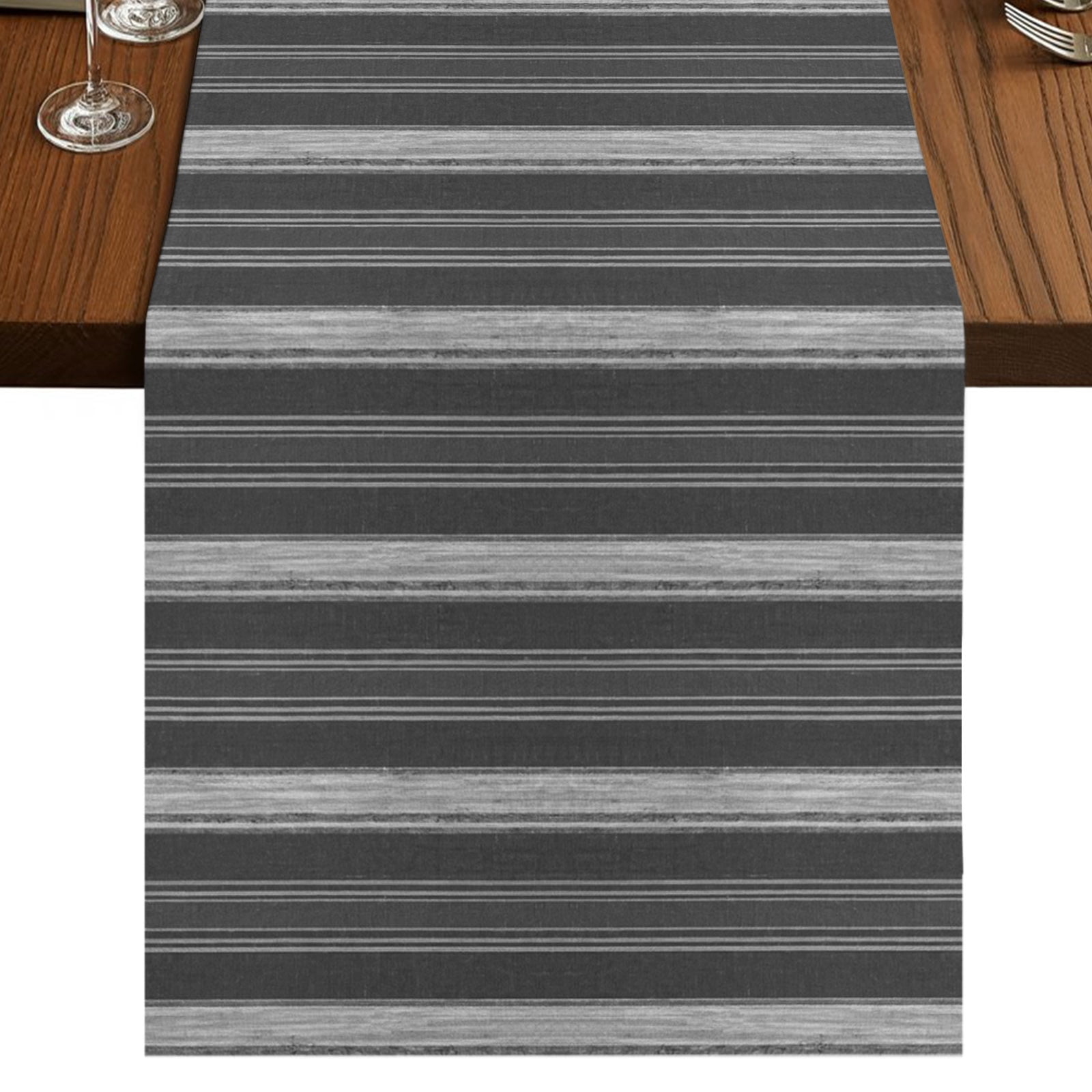 Black Stripes Burlap Cotton Table Runner 13x90 Inches Long, Farmhouse ...