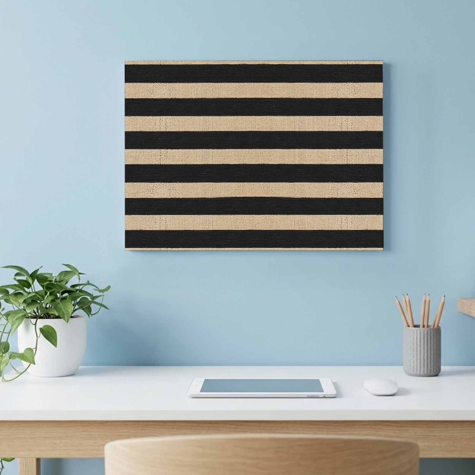 Black Stripes Canvas Wall Art, Black Tan Striped Bands Rustic Farmhouse ...
