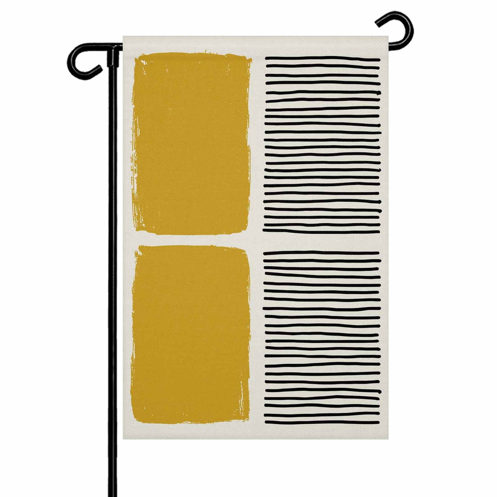 Black Stripes Garden Flag 12x18 Inch Yellow Japanese Style Striped Line ...