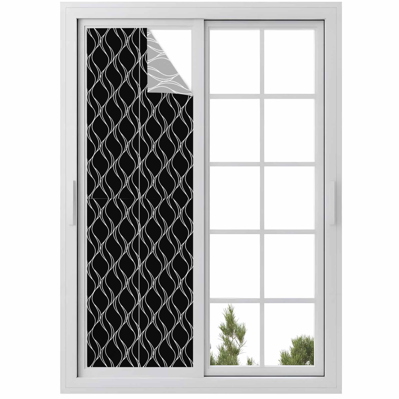 Black Stripes Line Window Privacy Film, Country Abstract Art Waves ...