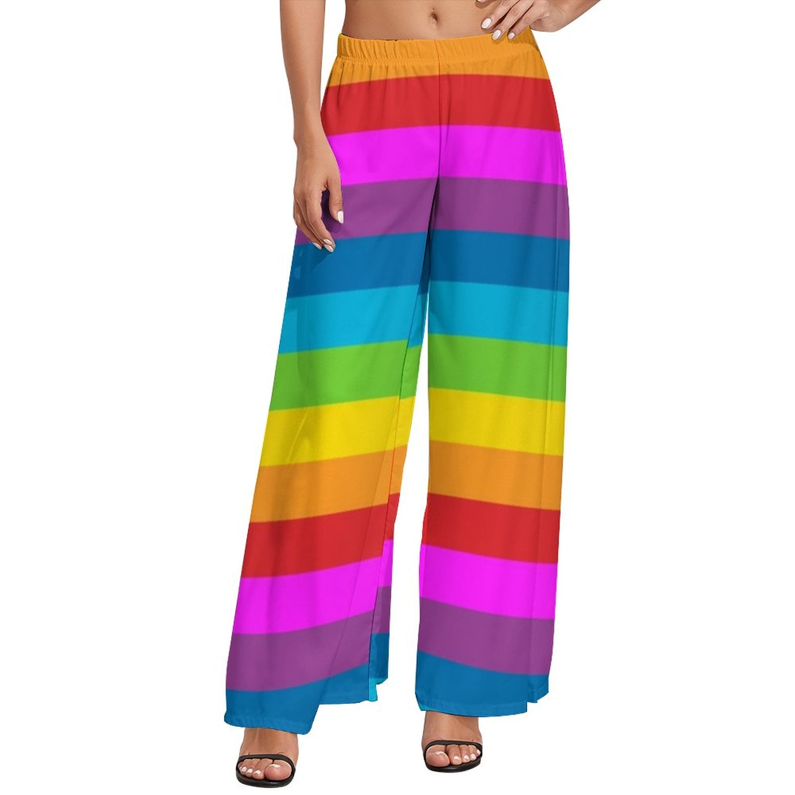 Black Stripes Pants Horizontal Stripe Pattern Harajuku Straight Wide ...