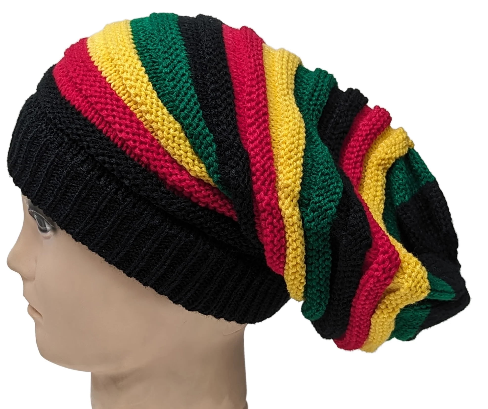 Black Stripes Rasta Reggae Style Winter Ski Crochet Beret Baggy