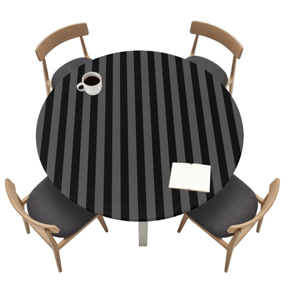Black Stripes Round Fitted Table Cover Modern Striped Minimalist ...