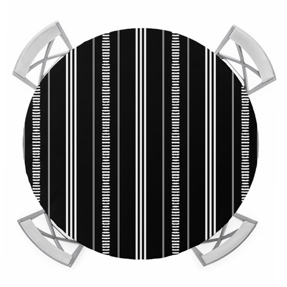 Black Stripes Round Table Cover, Classic Minimalist Stripe Modern ...