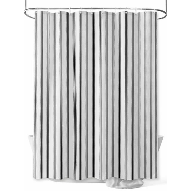 Black Stripes Shower Curtain Set with Hook Washable Cloth Polyester Fabric Shower+Curtain ...