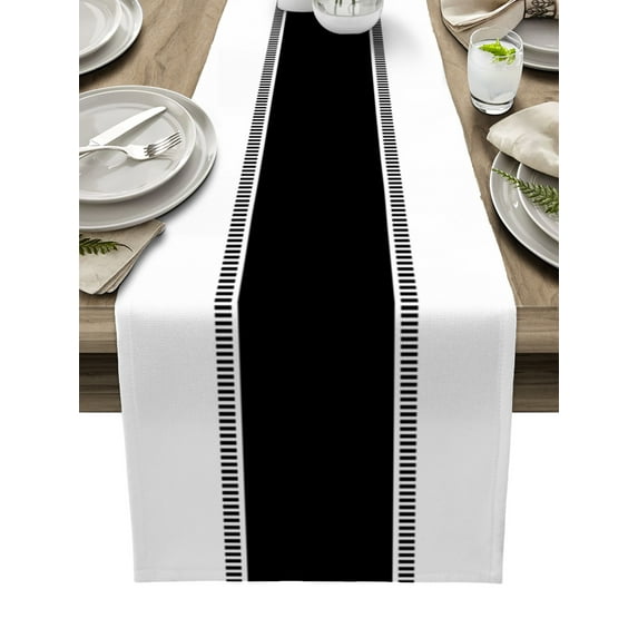 Black Stripes Solid Color Table Runner ration Home r Dinner Table ...