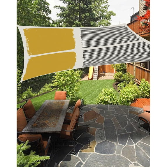 Black Stripes Sun Shade Sail 6.5'X10' Yellow Japanese Style Striped ...