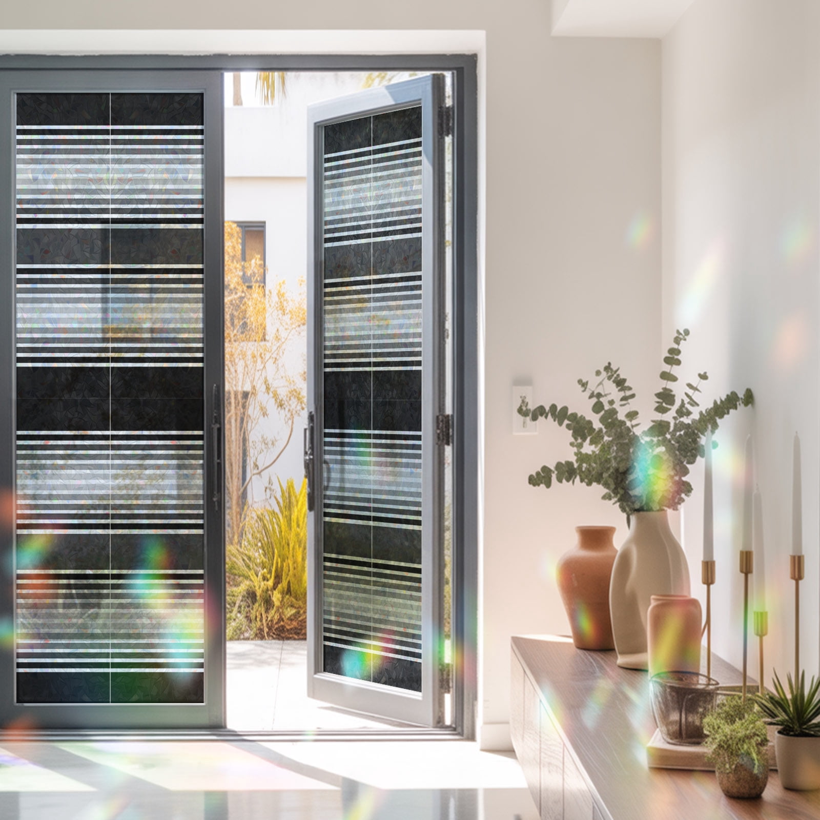 Black Stripes Window Privacy Film Minimalist Stripe Modern Gradient ...