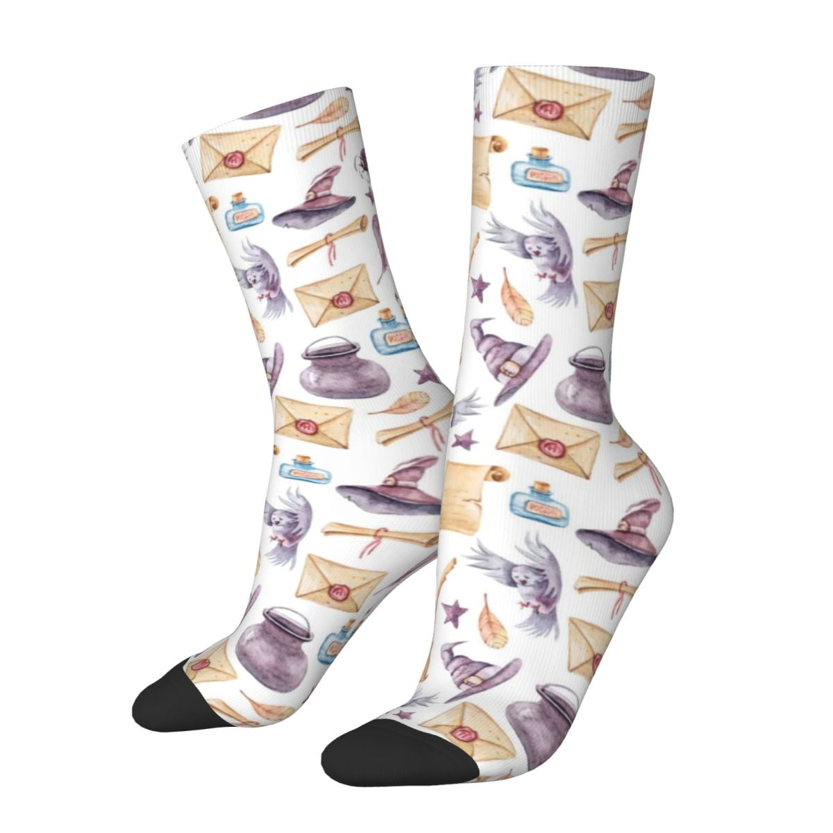 Black Stripes Witch Socks Spring Halloween Print Stockings Retro Ladies ...