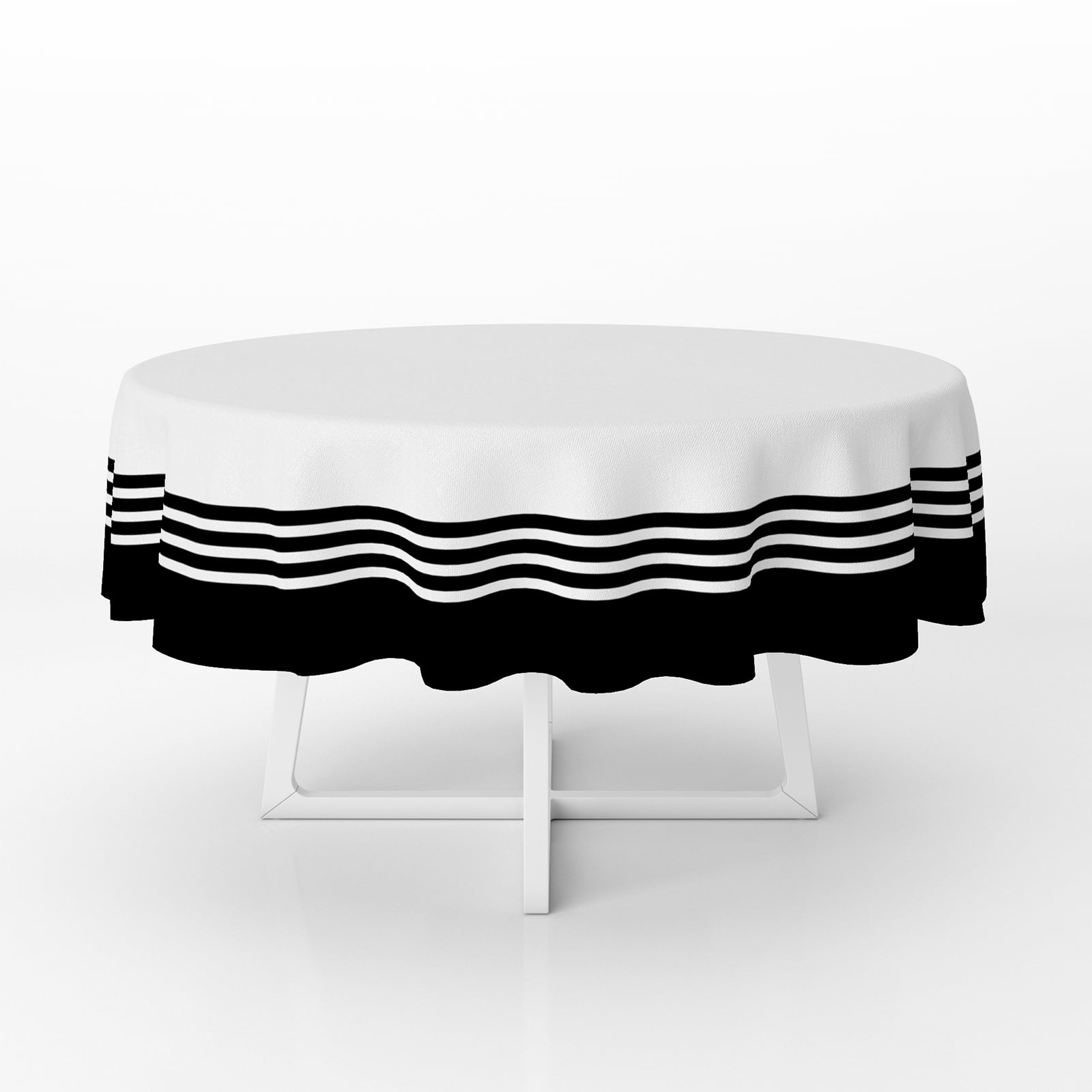 Black Strips Round Tablecloth Kitchen Decor Waterproof Table Cloth ...