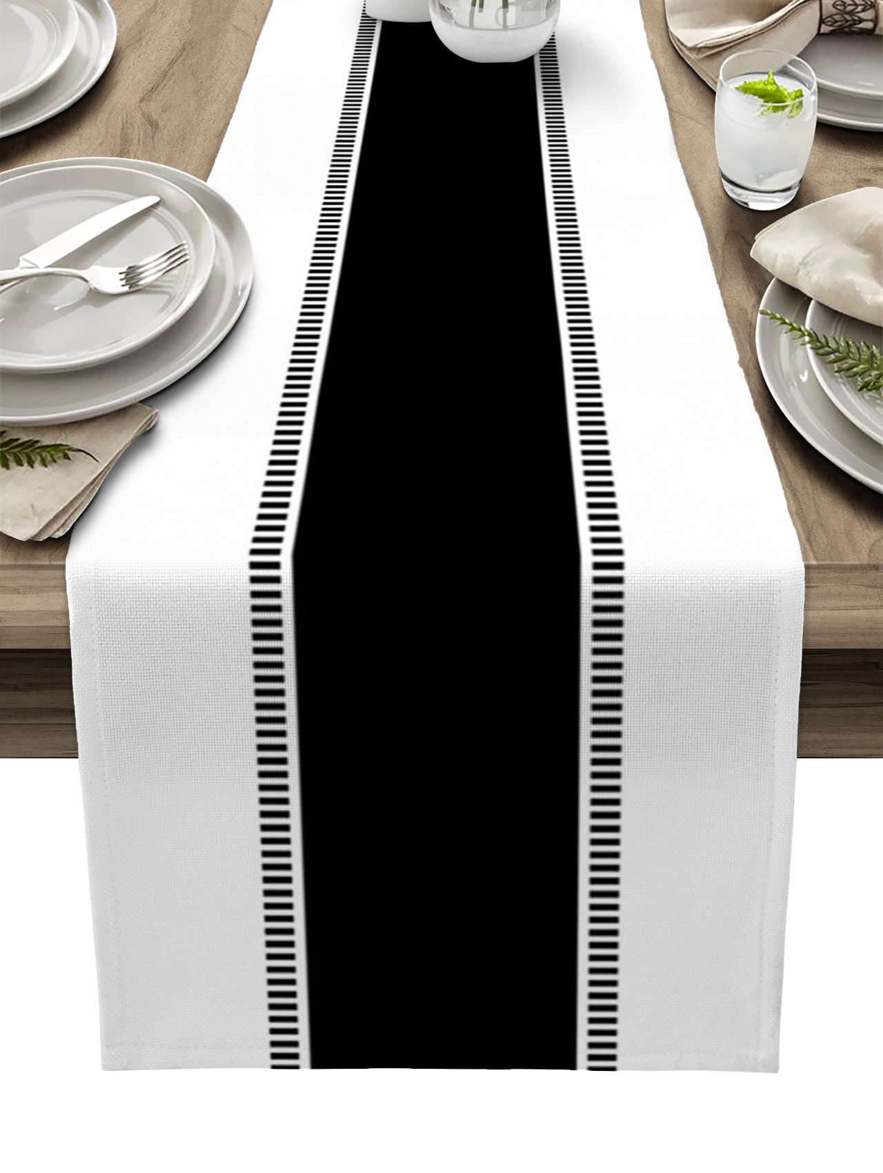 Black Strips Table Runner Kitchen Dining Table r Tablecloth Wedding ...