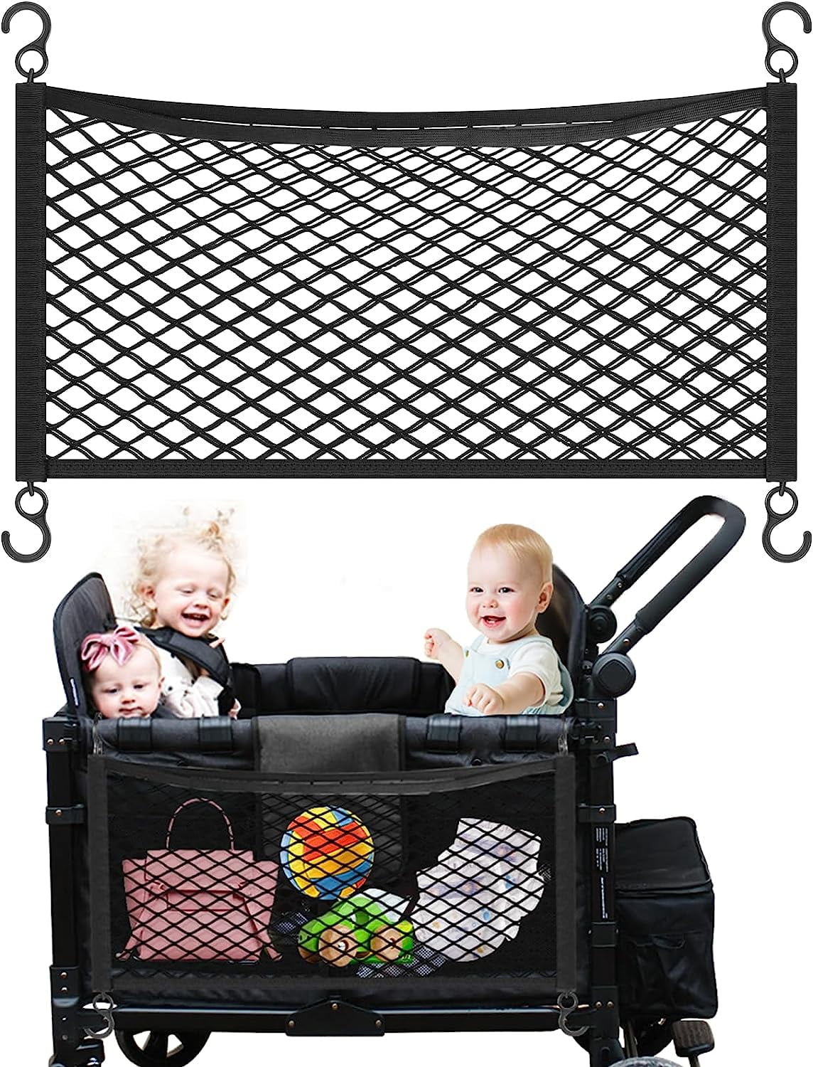 Black Stroller Wagon Cargo Net, Trianu Wagon Accessories Universal Fit ...