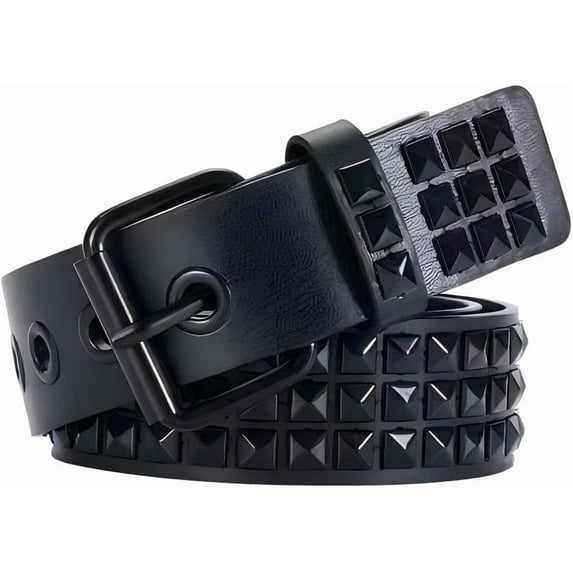 Black Studded Belt Punk Belt Rock Rivet Belts with Bright Pyramid ...