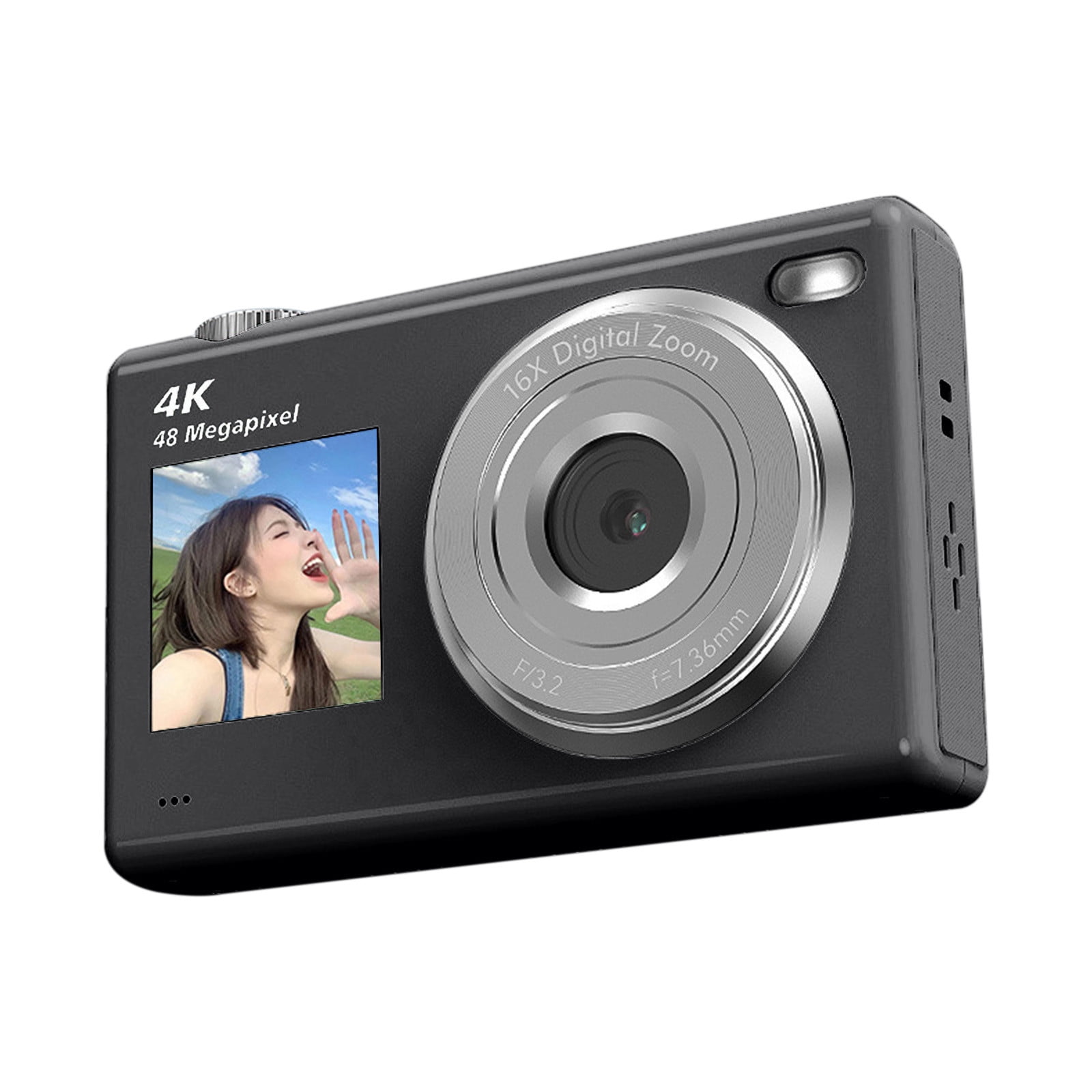 Black Student Digital Camera With 2.8+1.4 Inch Dual Screen, 1080P Hd ...