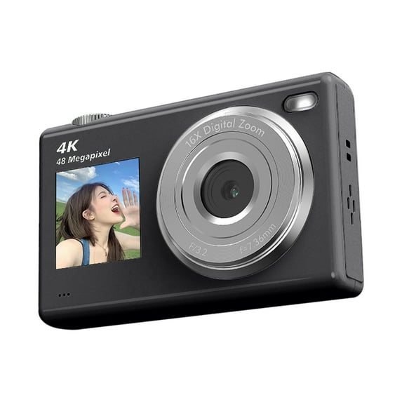 Black Student Digital Camera With 2.8+1.4 Inch Dual Screen, 1080P Hd ...