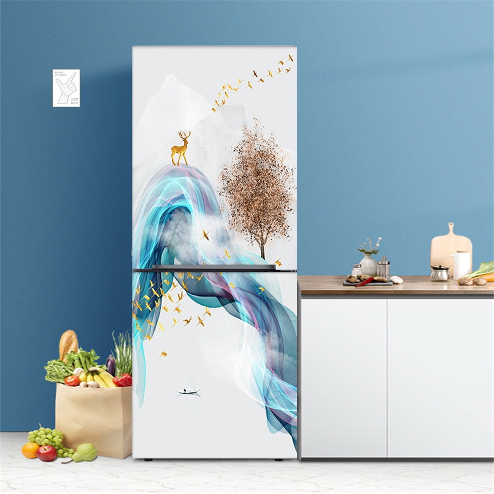 Black Style Refrigerator Sticker Dirty Resistant Waterproof Beautifiion ...