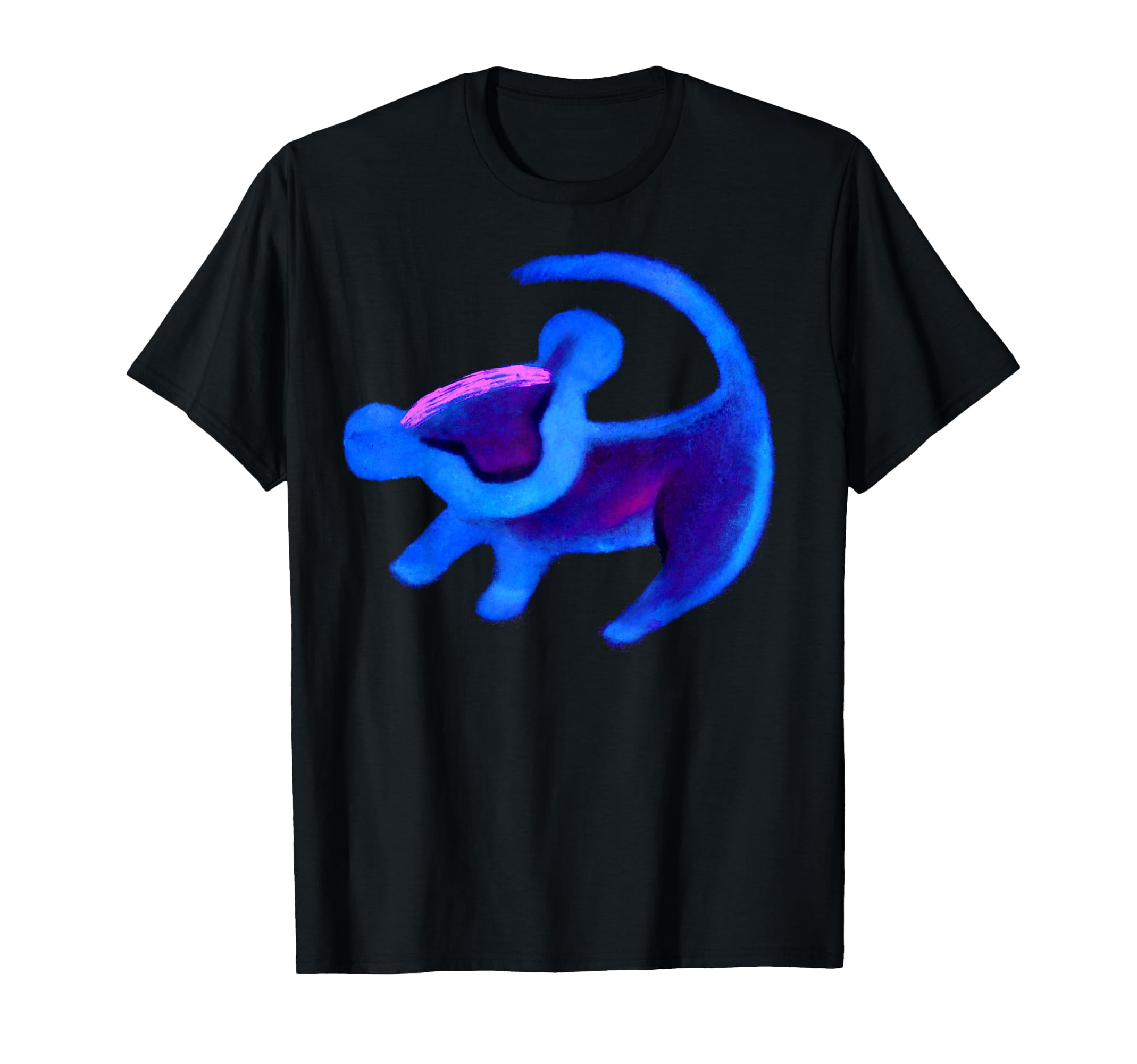 Black Stylized Blue Hue Feline Cub Cave Art T-Shirt Unique Style ...