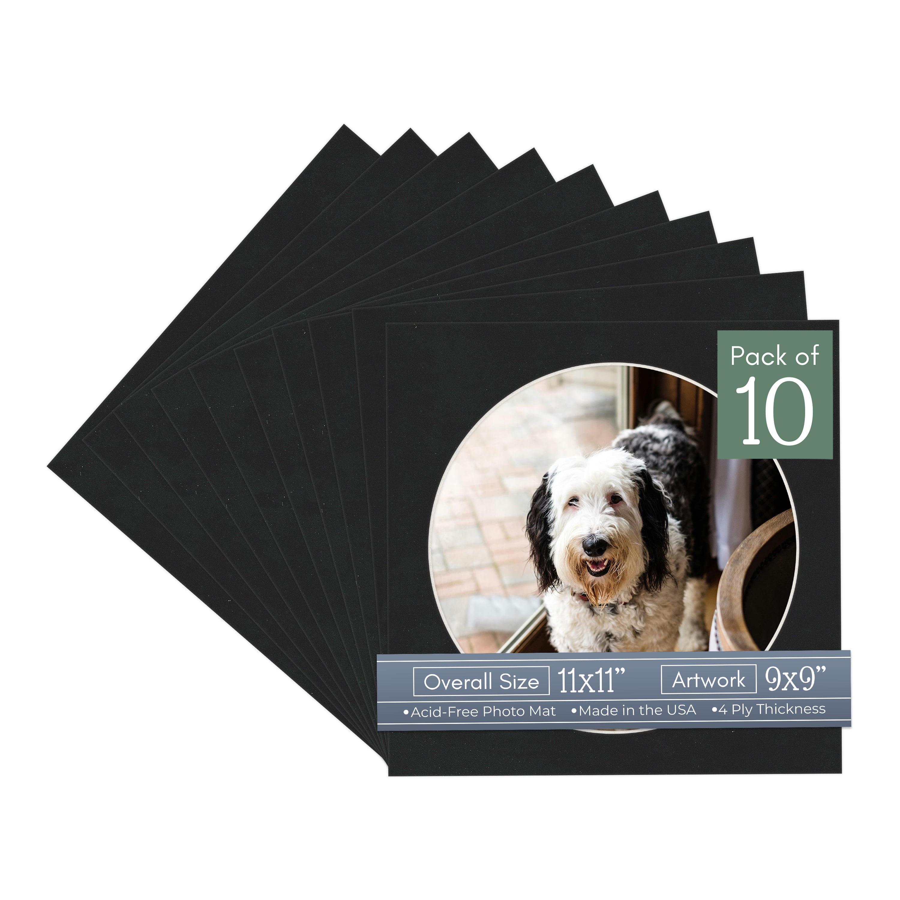 Black Suede Picture Frame Mat for 11x11 Frames - Circle Opening for 9x9 ...