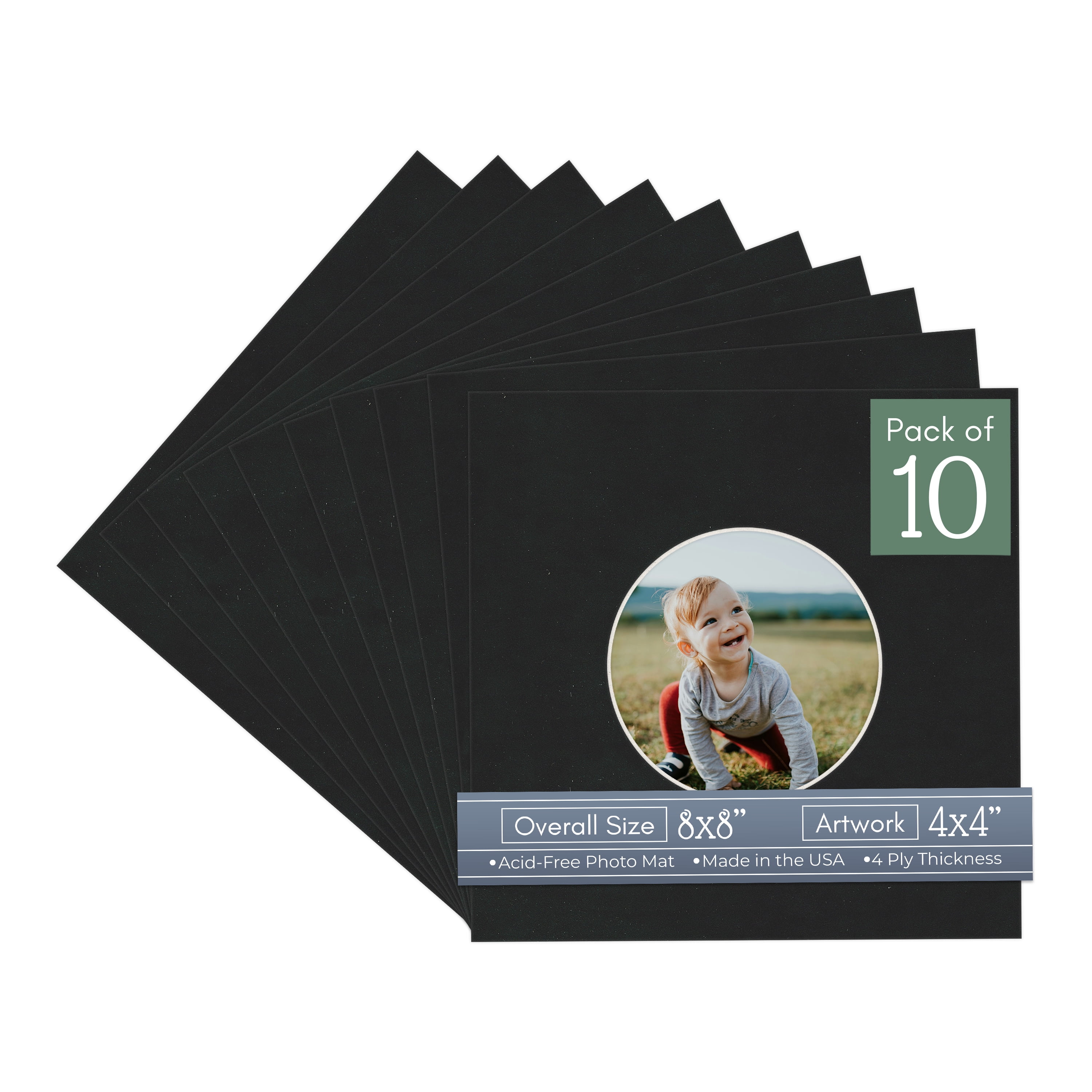 Black Suede Picture Frame Mat for 8x8 Frames - Circle Opening for 4x4 ...