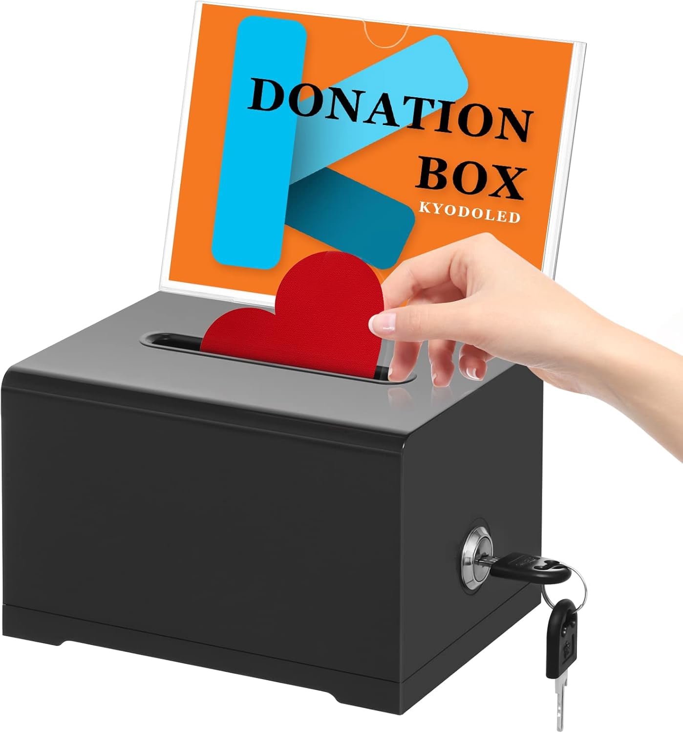 Black Suggestion Box with Slot and Lock for Voting, Donation Box with ...