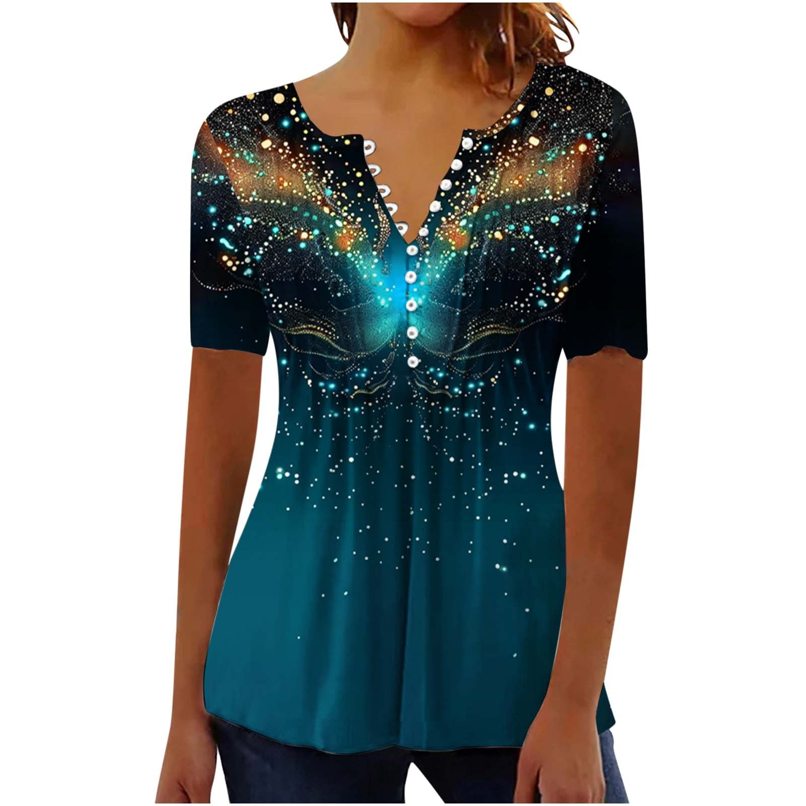 Black Summer Tops for Women Women Blouses for Work Under 10 3/4 Sleeve ...