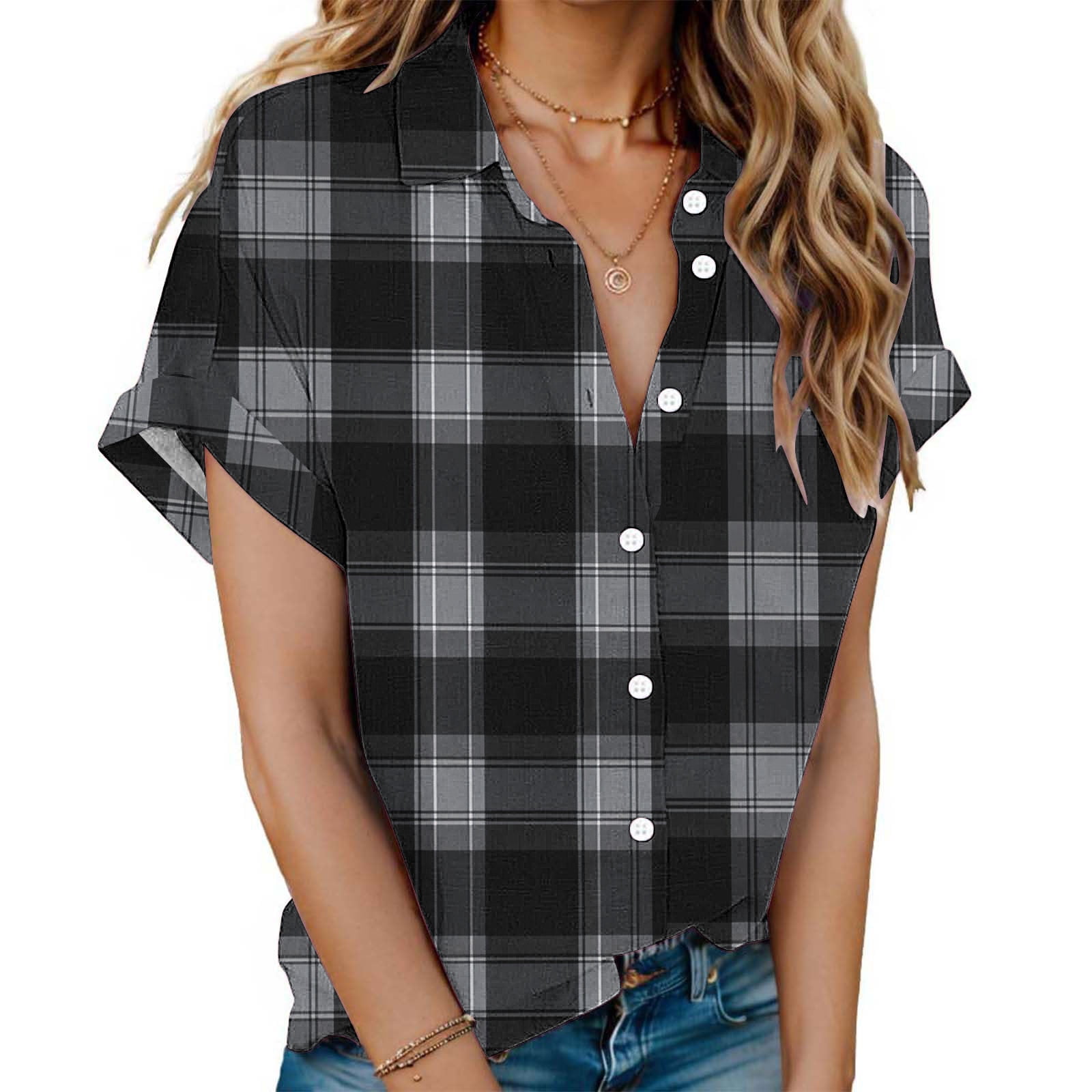 Black Summer Tops for Work Women Blouses Elegant Casual Floral Short ...