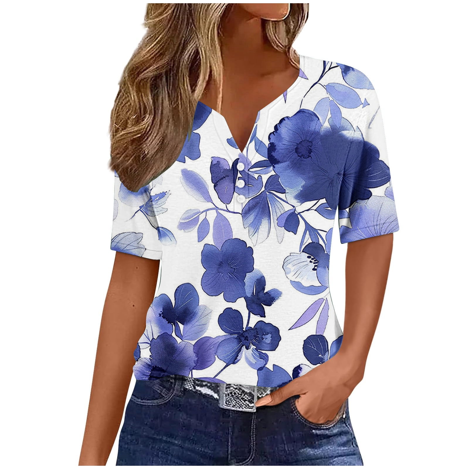 Black Summer Tops for Women Crop Womens T Shirts Loose Fit Cotton Women ...