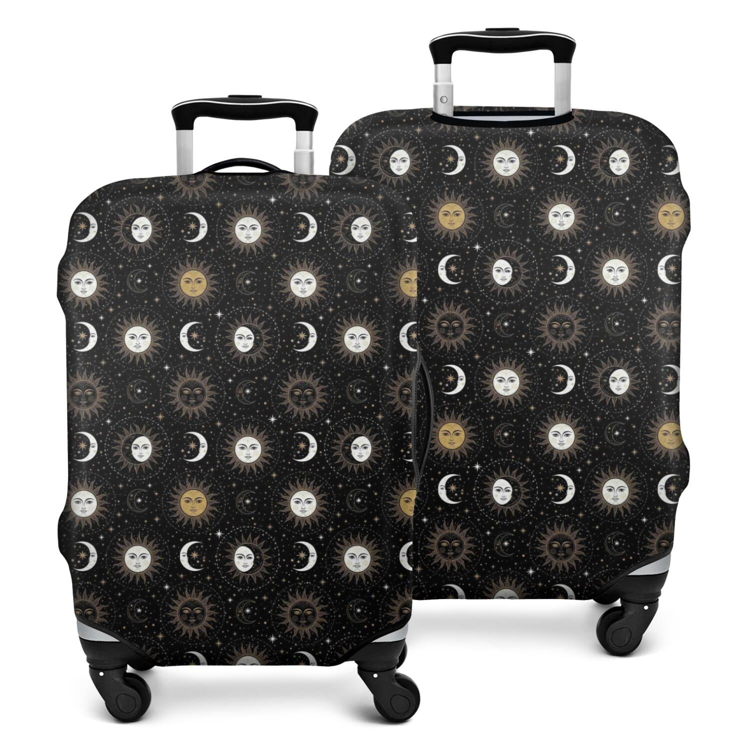 Black Sun Moon Face Pattern Luggage Cover Fashion Suitcase Cover ...