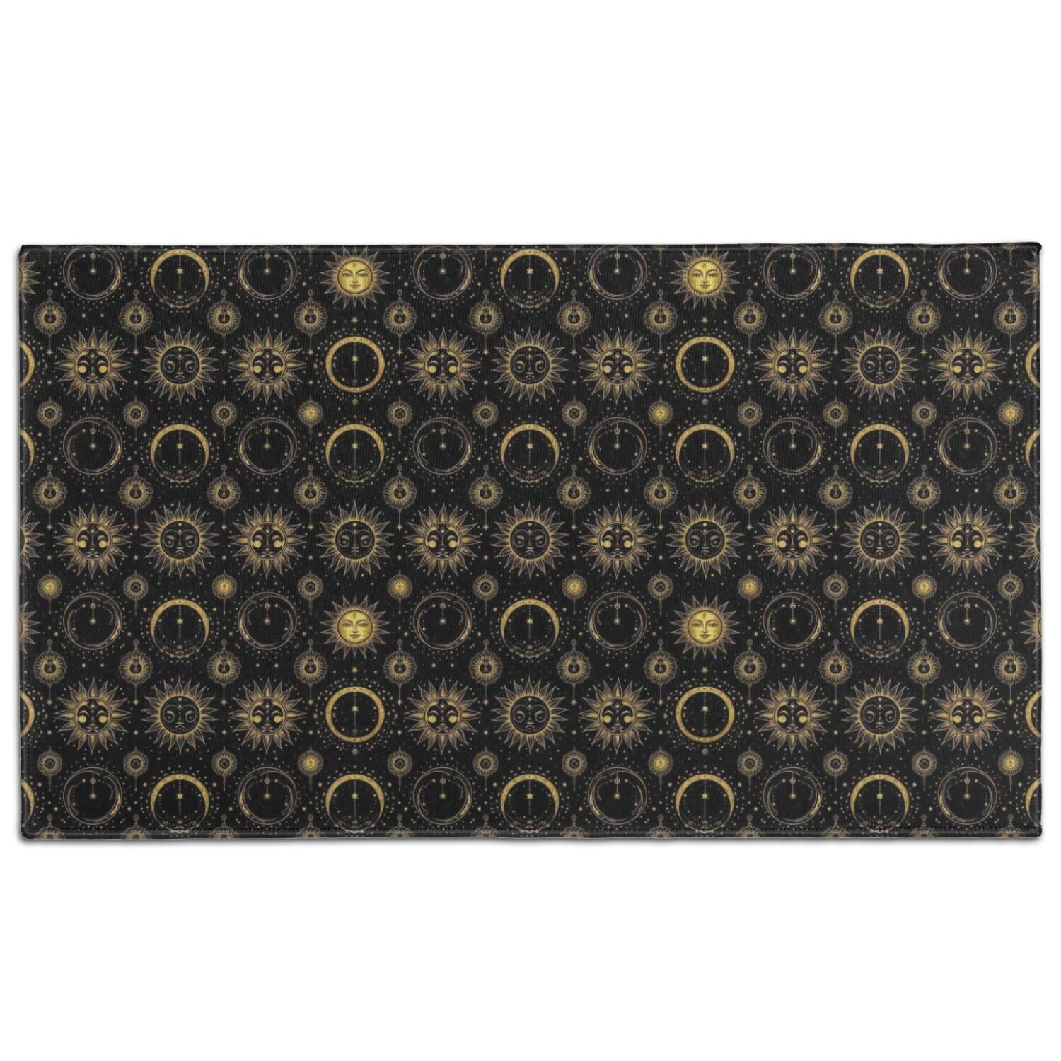 Black Sun Moon Pattern Door Rugs,Washable Non Slip Door Mats Indoor ...