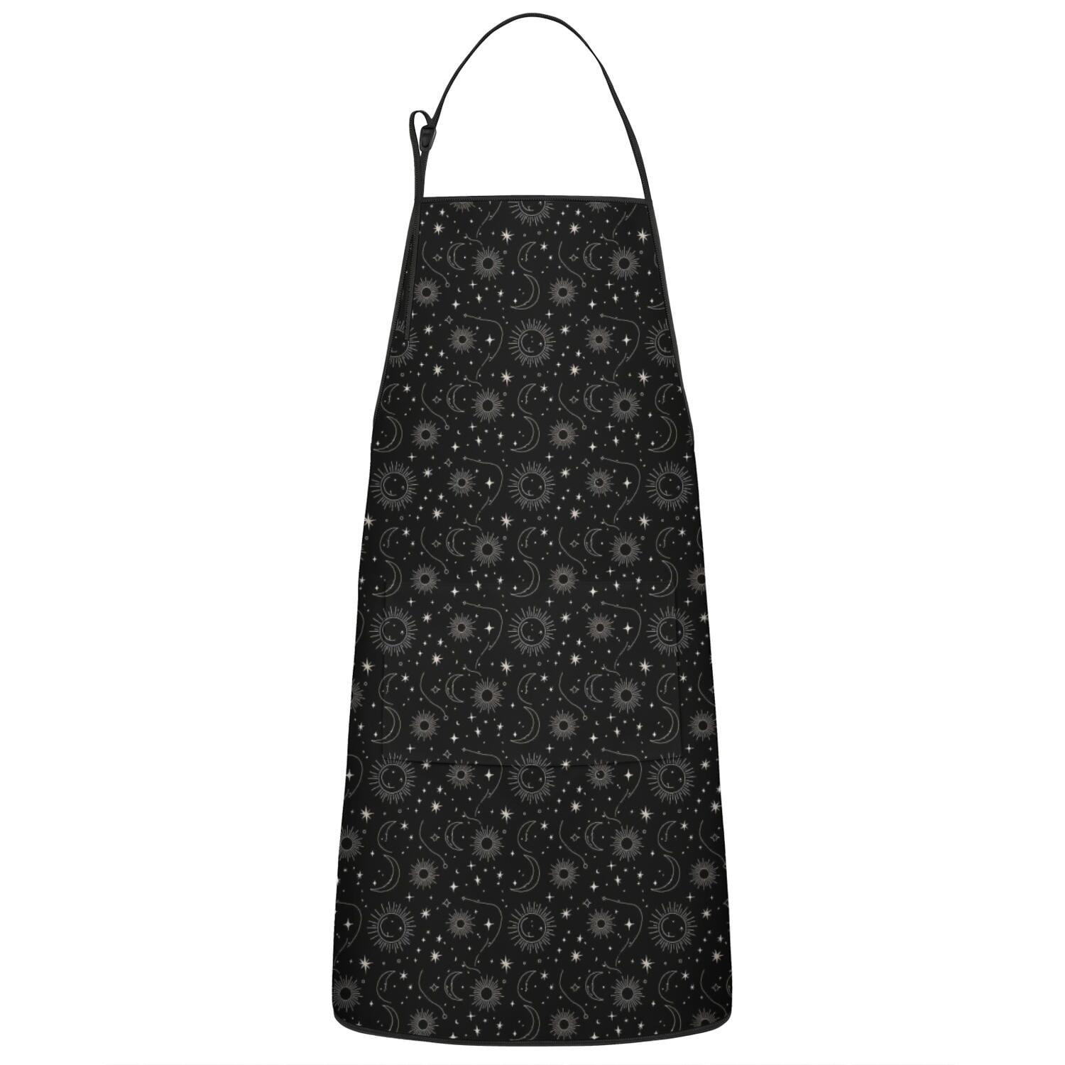 Black Sun Moon Star Line Pattern Apron-Garden Aprons for Women with ...
