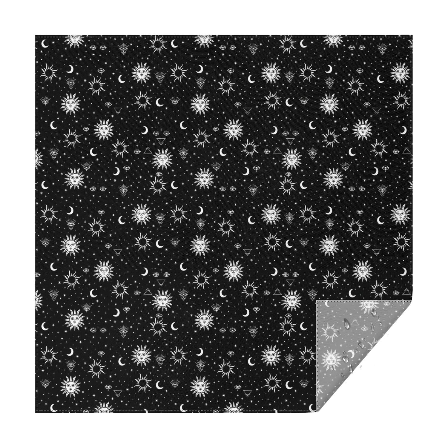 Black Sun Moon Star Pattern Square Tablecloth,Waterproof Square Table ...