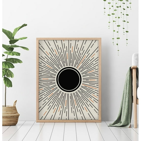 Black Sun Print: Minimalist Boho Wall Art #2354, Unframed Poster Size ...