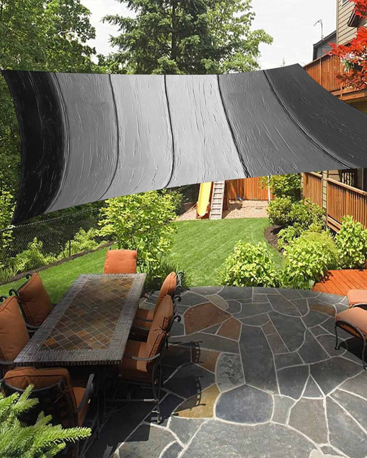 Black And Sun Shade Sail 6.5'X10' White Grey Gradient Wood Grain ...