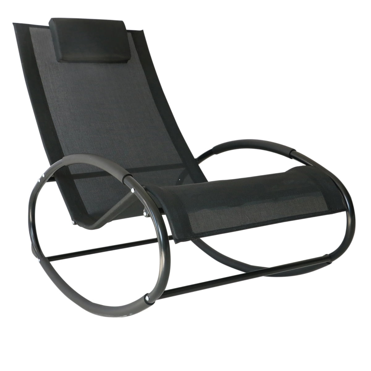 Black Sun Tanning Rocker Mesh Pool Lounge Chair Outdoor Rocking Chair ...