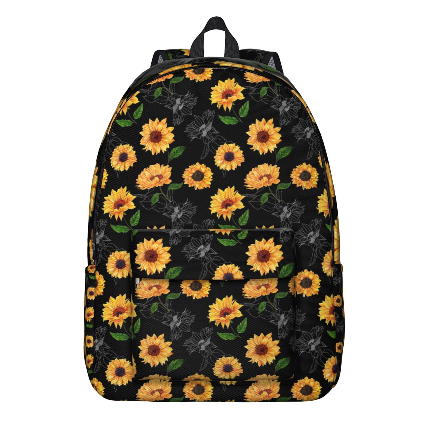 Black Sunflower Backpack for School,Cute School Bag,Schoolbag with ...