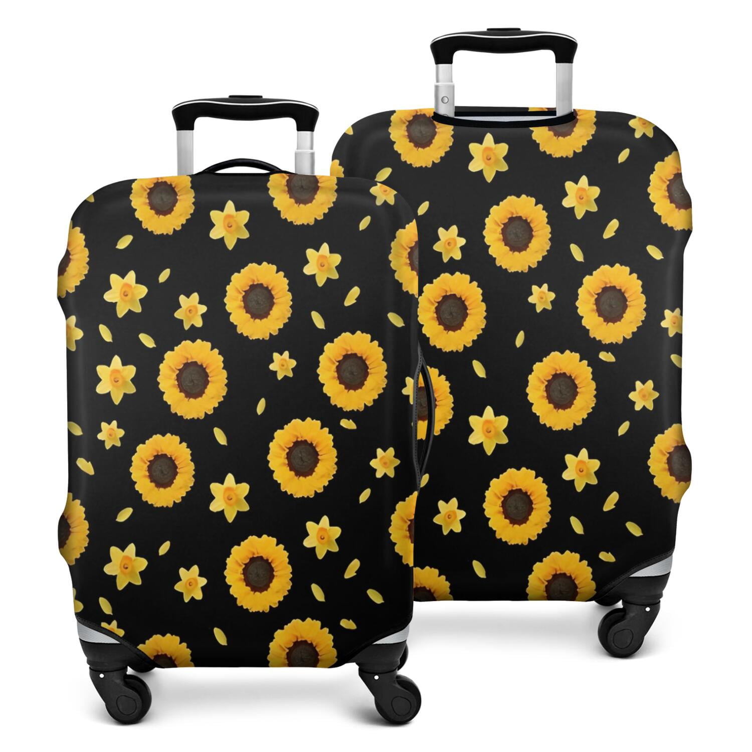 Black Sunflower Daffodil Pattern Luggage Cover Fashion Suitcase Cover ...