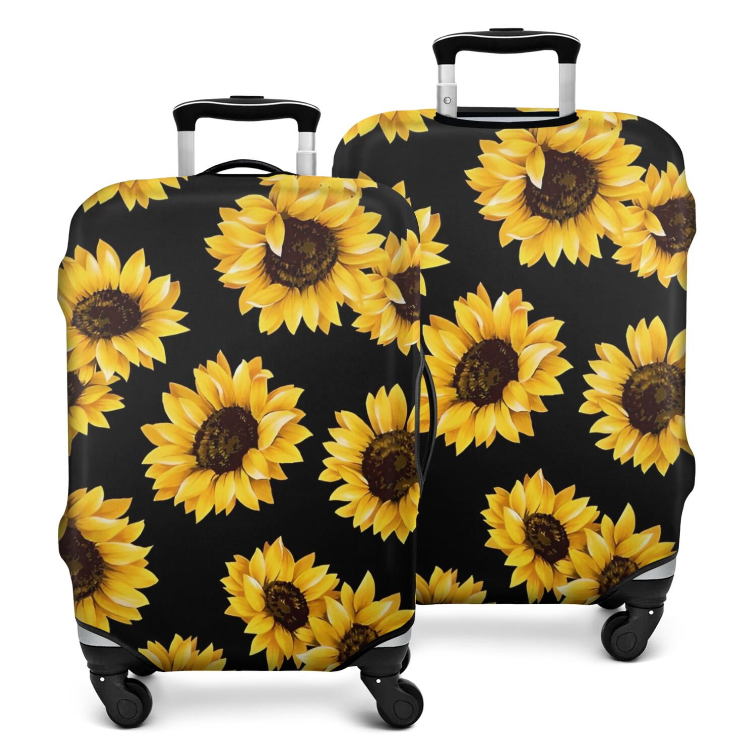 Black Sunflower Pattern Luggage Cover Fashion Suitcase Cover Baggage ...