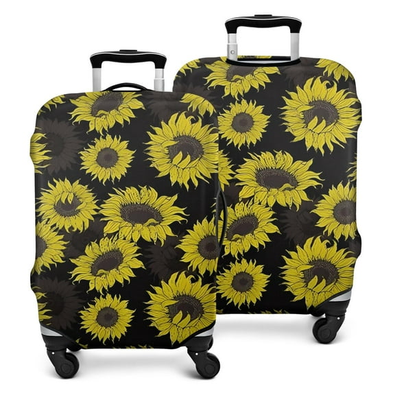 Black Sunflower Pattern Luggage Cover Fashion Suitcase Cover Baggage ...