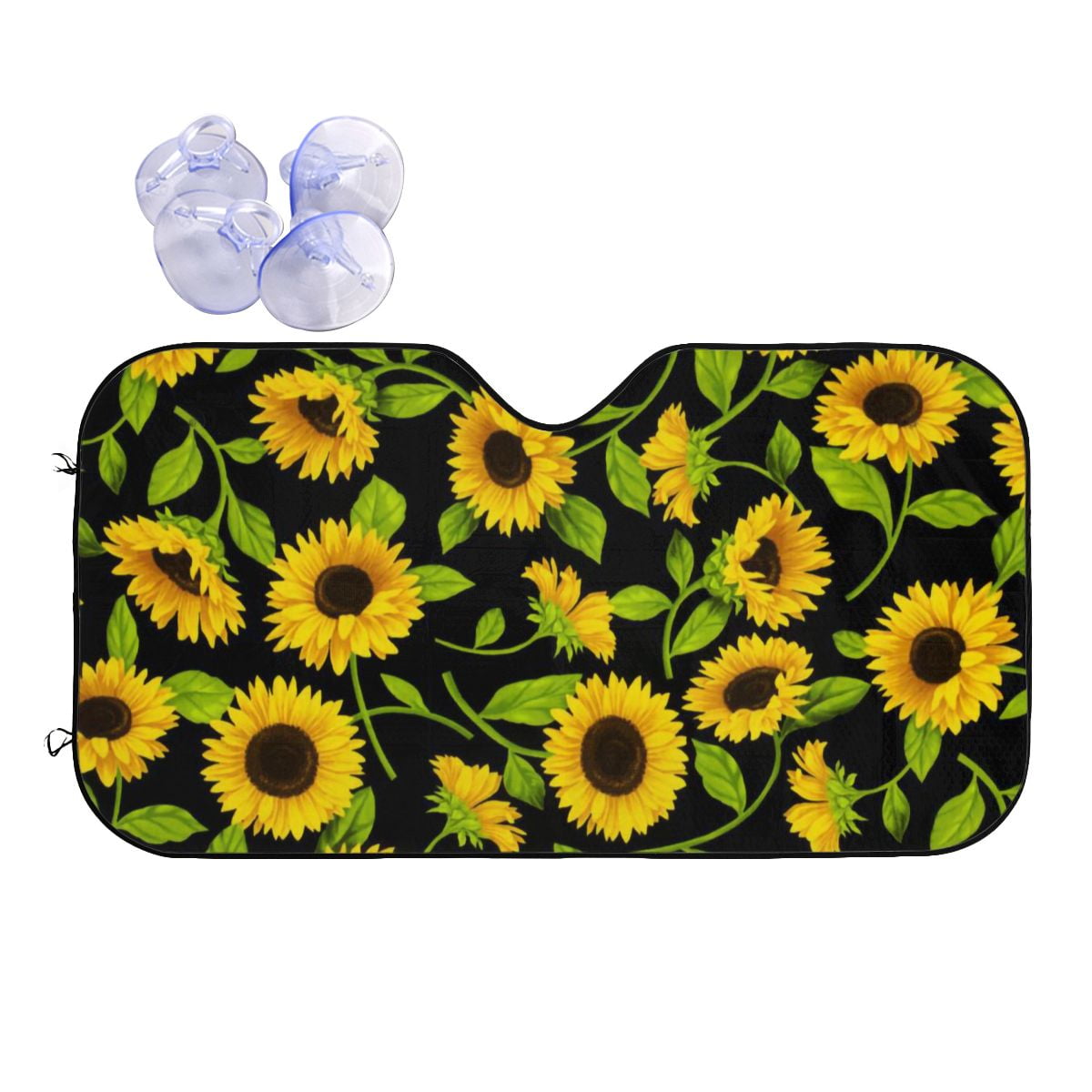 Black Sunflower Pattern Windshield Sunshade Creative Cover Front Block ...
