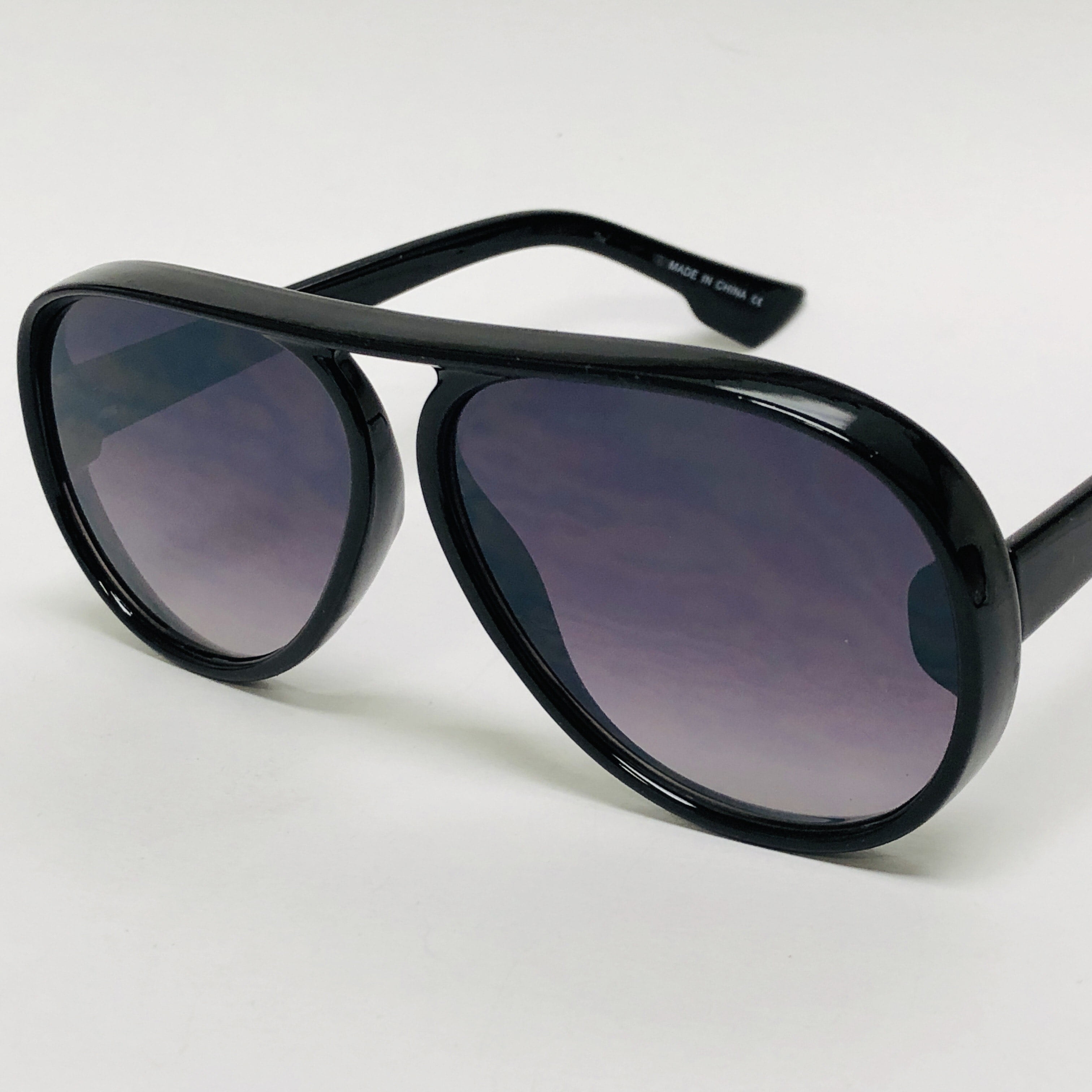 Black Sunglasses Round Thick Frame Aviator Style Fashion Classic Style ...