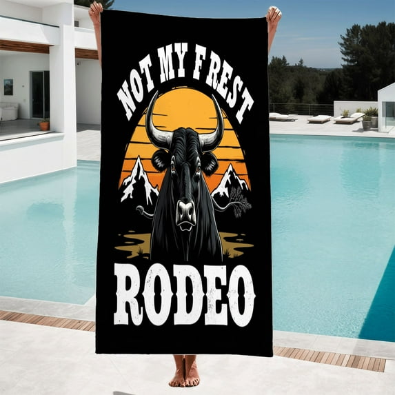 Black Sunset Beach Towel - Bold Horns Design Perfect for Pool Bath and ...