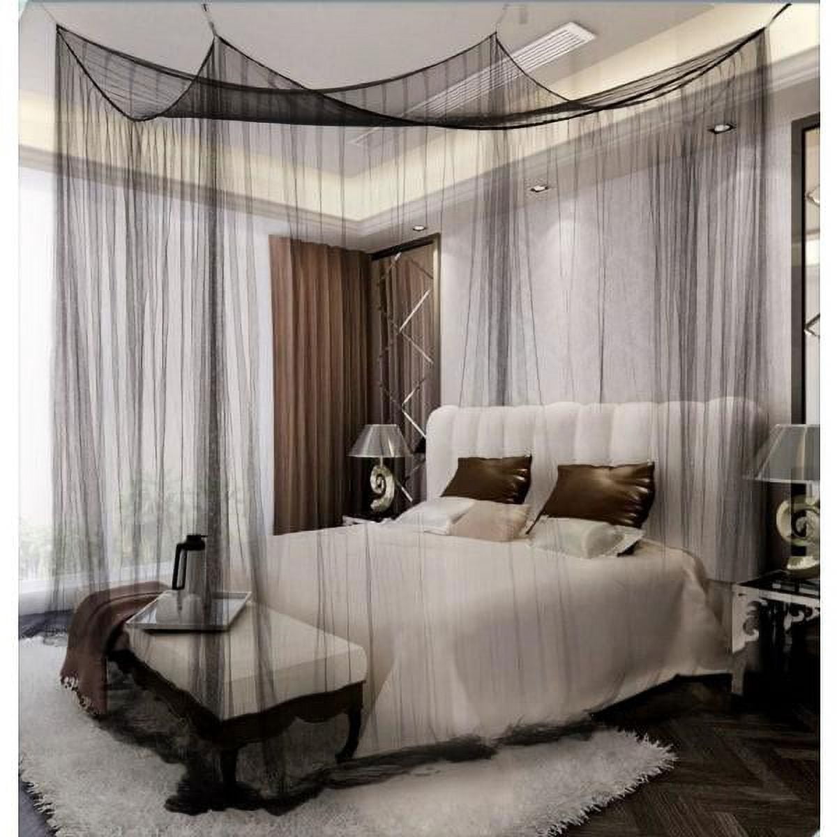 Black Super Large Four Door Square Mosquito Net Polyester Four Door ...