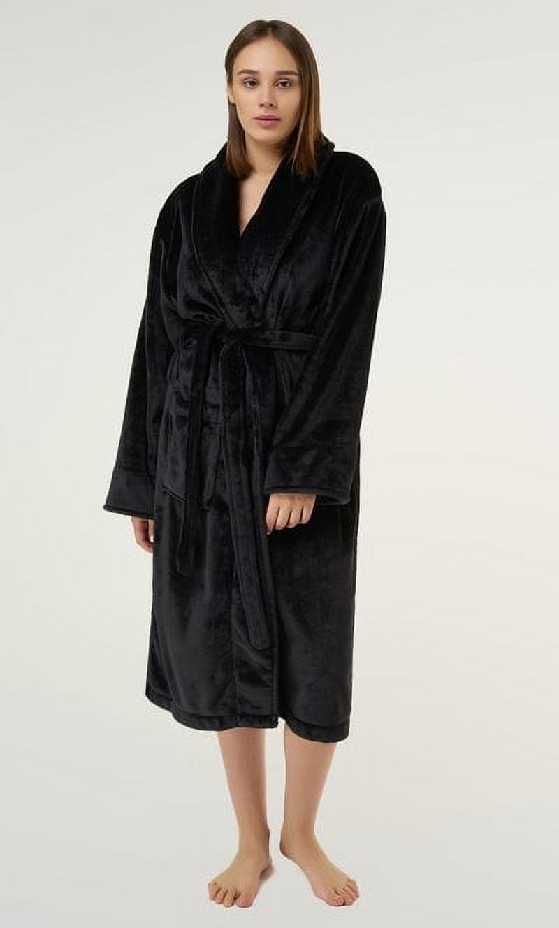 Black Super Soft Tahoe Microfleece Shawl Collar Robe | RobeMart - One ...