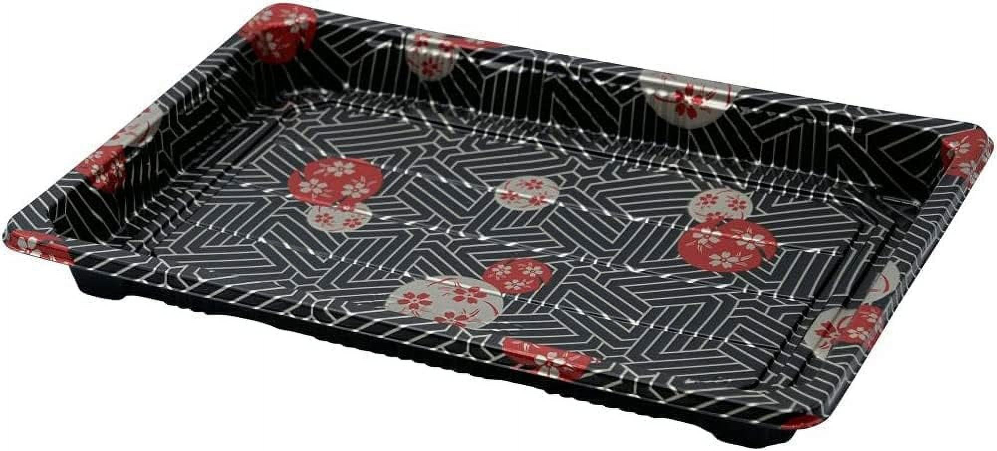 Black Sushi Trays with Lids 7.25 x 5 Inch - Disposable Sushi Packaging ...