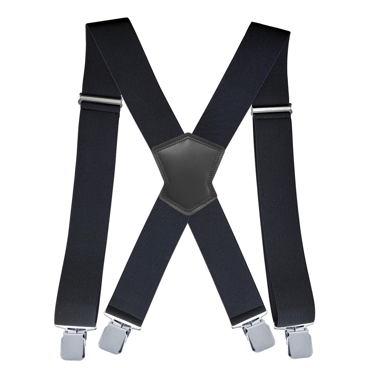 Black Suspenders For Men Formal 2 inch Heavy Duty Adjustable X Back ...