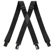 eletecpro Black Solid Black Mens Suspender Y Shape with Strong Clips ...