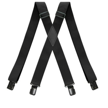 eletecpro Black Solid Black Mens Suspender Y Shape with Strong Clips ...